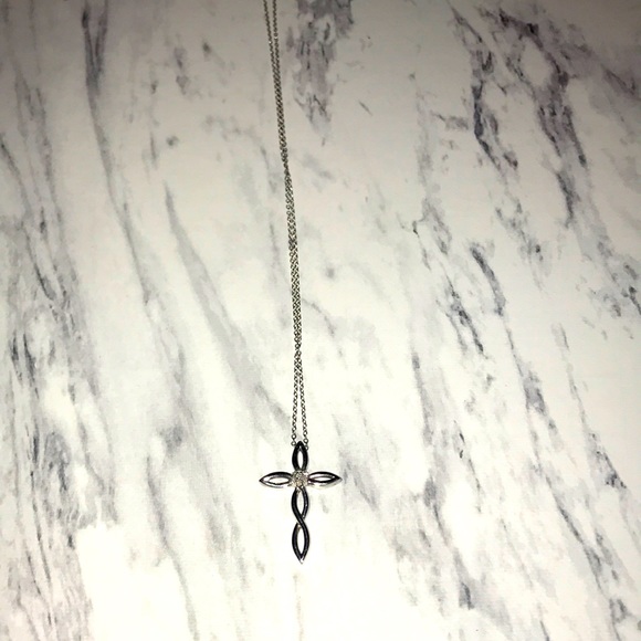 Jewelry | Twisted Cross Silver Crystal Necklace | Poshmark